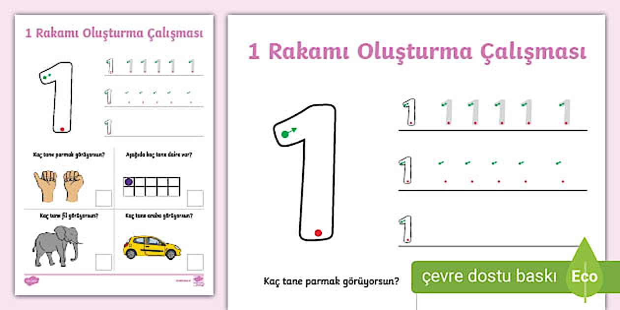Sayı Oluşturma Etkinlik Sayfası | 1 Rakamı - Twinkl