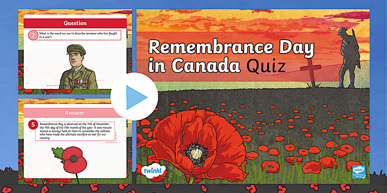 Remembrance Day in Canada PowerPoint Quiz (teacher made)