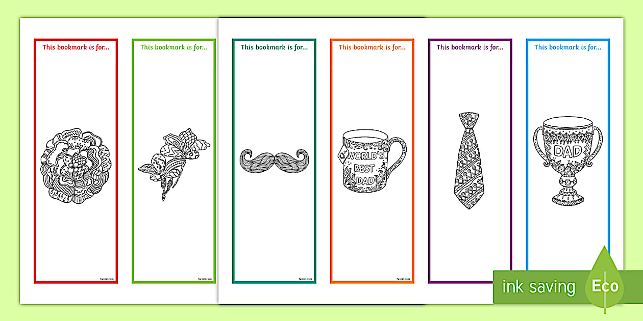 Editable Father's Day Mindfulness Colouring Bookmarks