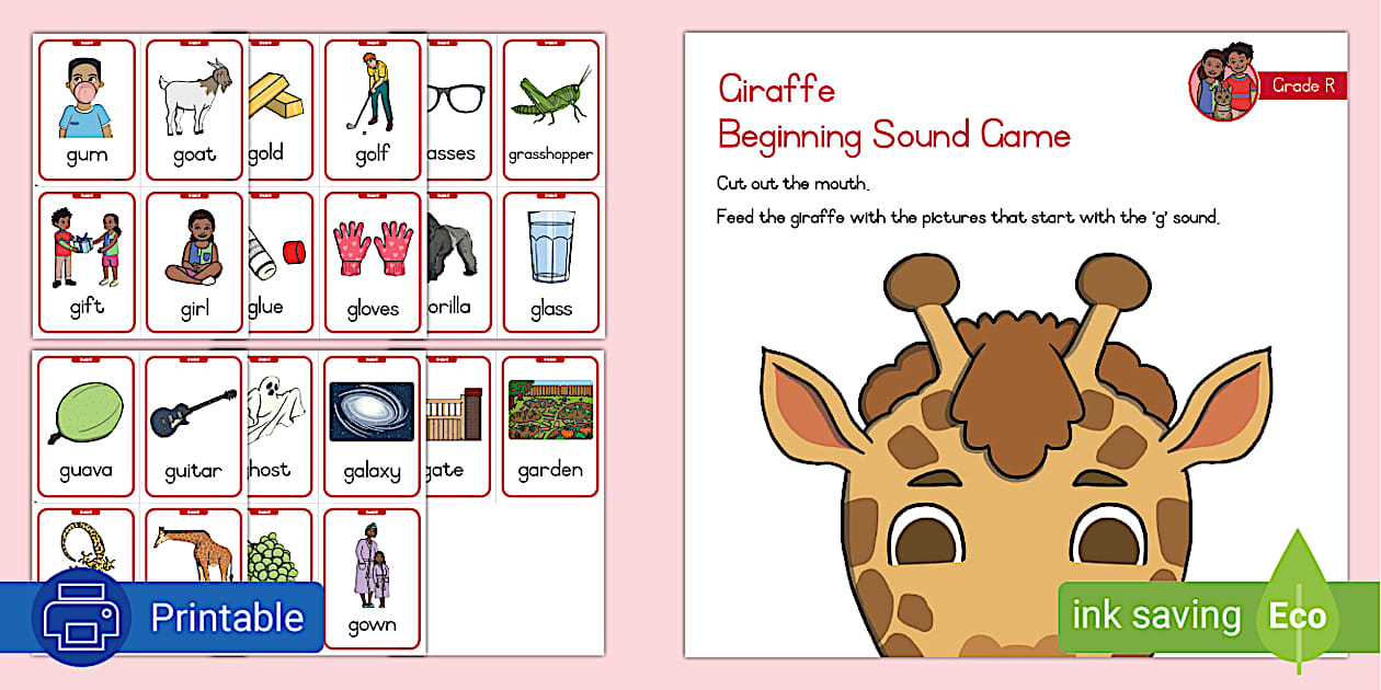 Gr. R Phonics Printable Game: G Sound (teacher made)