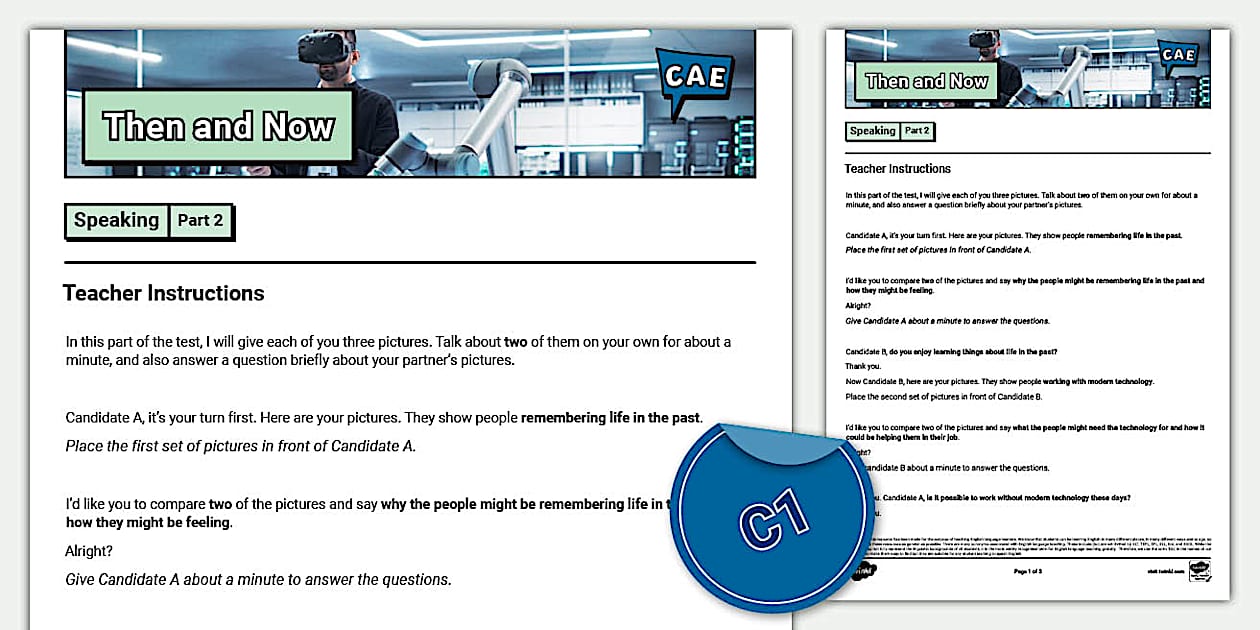 Twinkl C1 Advanced Speaking Part 2 Practice (teacher made)