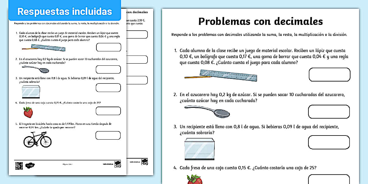 Ficha de actividad: Problemas con decimales