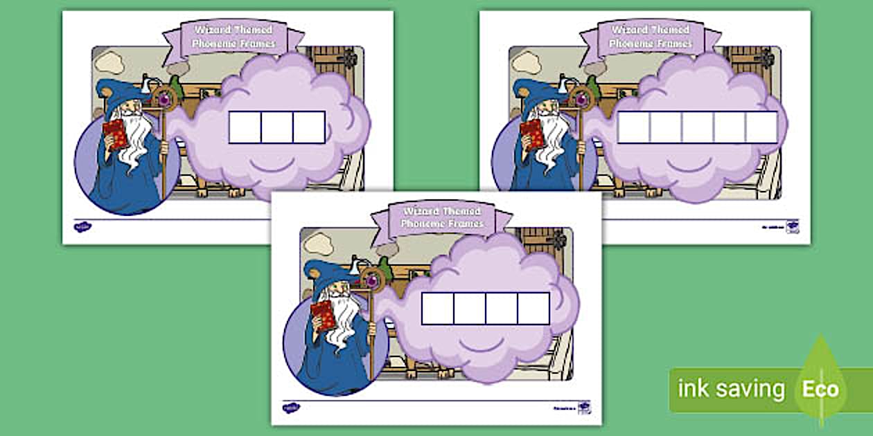 Black and White Wizard Phoneme Frames (teacher made)