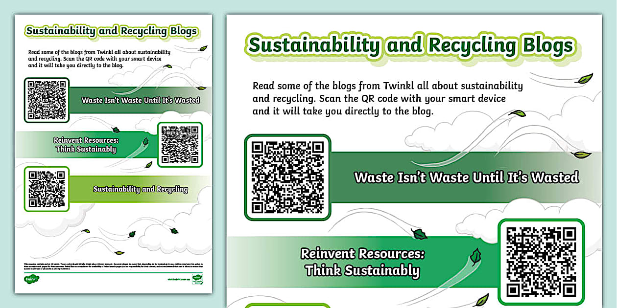 Sustainability and Recycling Blogs QR Poster (teacher made)