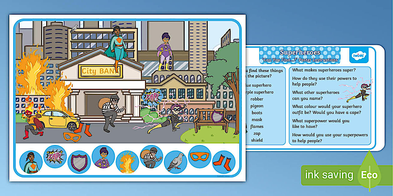 Superheroes Can you Find...? Poster and Prompt Card Pack