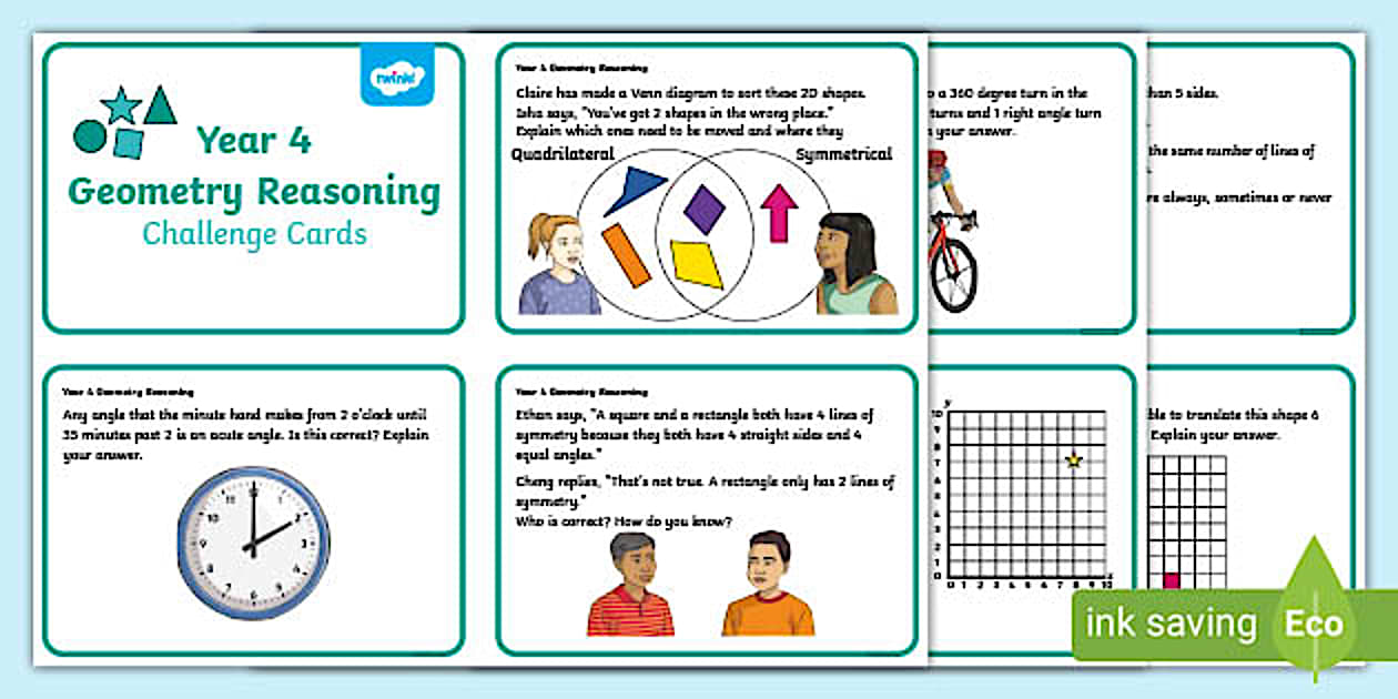 👉 Year 4 Geometry: Reasoning Challenge Cards - Twinkl