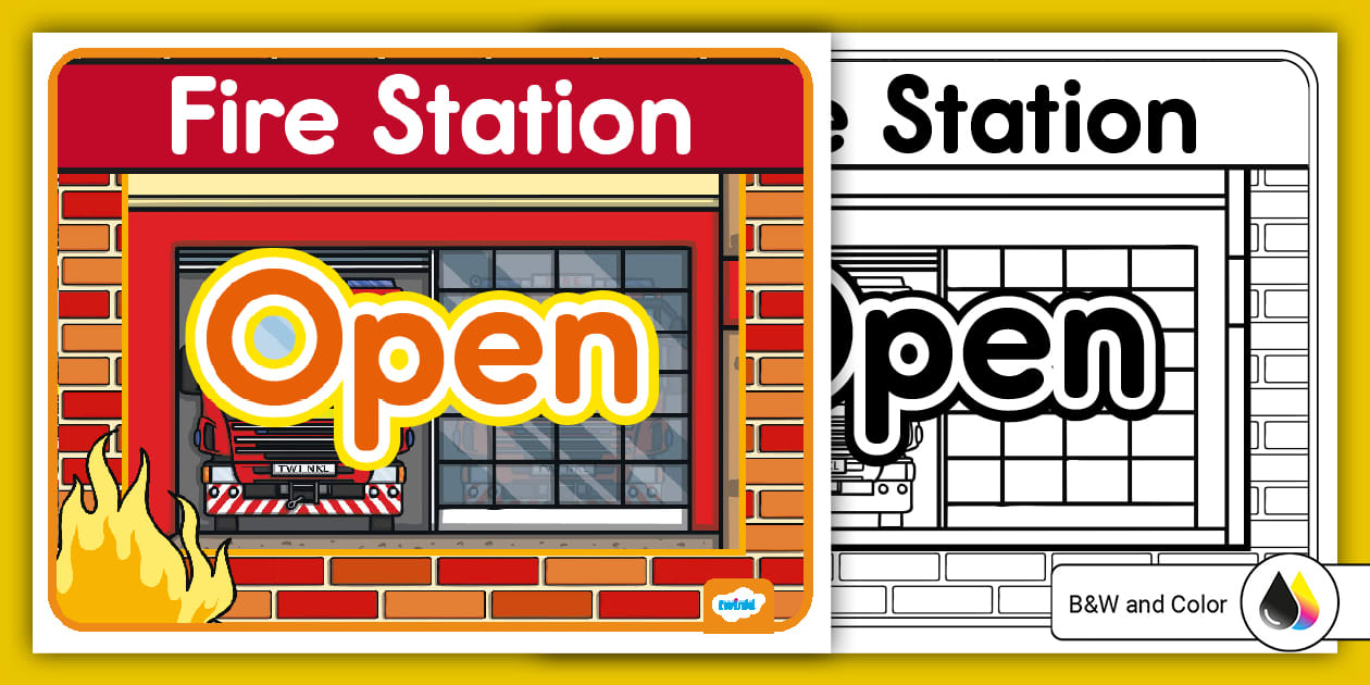 Fire Station Dramatic Play Open Sign (Hecho por educadores)