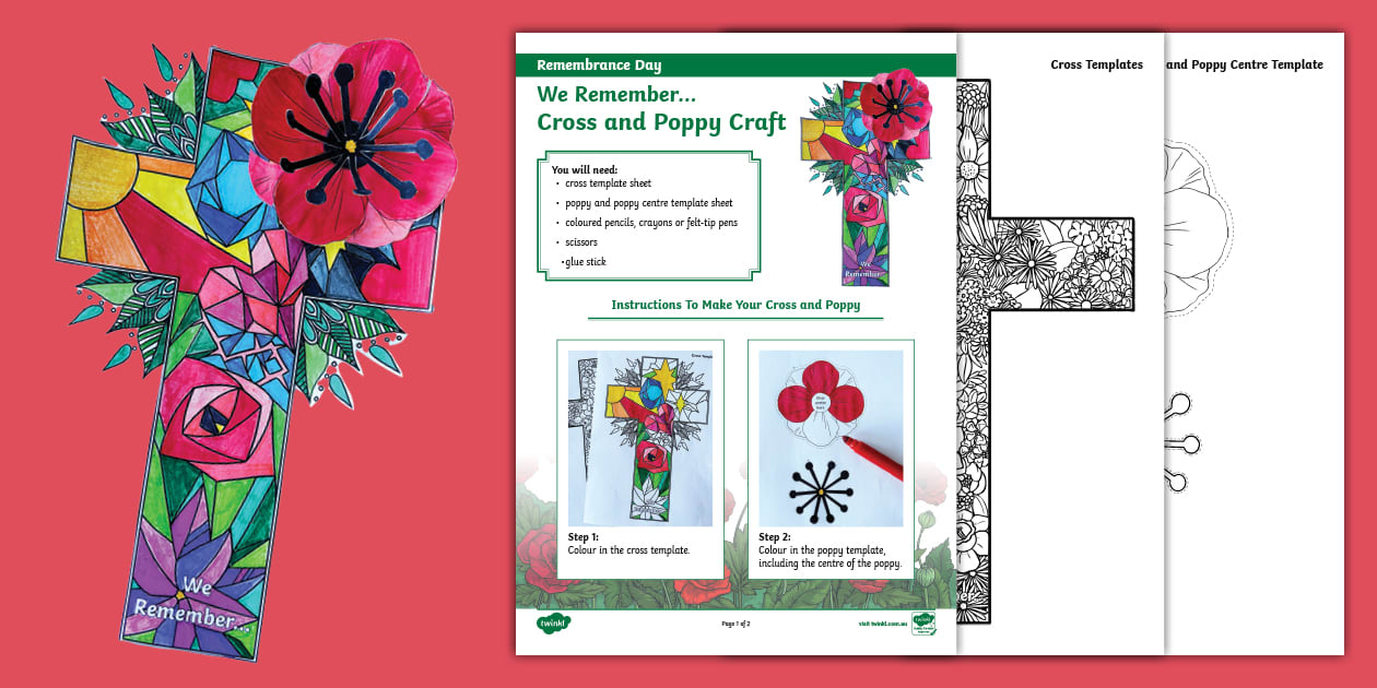 We Remember…Cross and Poppy Craft (teacher made) - Twinkl