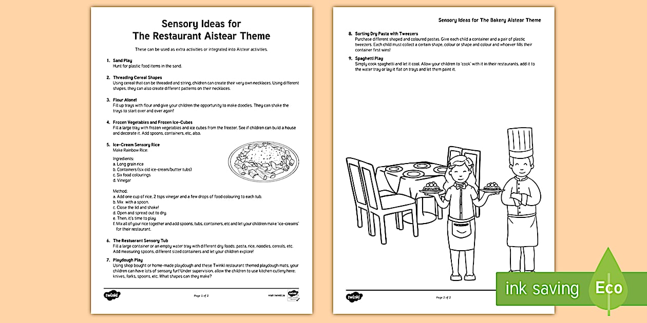 The Restaurant Aistear Sensory Bag (teacher made) - Twinkl