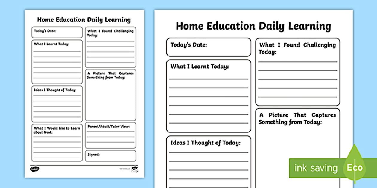Editable Home Education Daily Learning Journal Writing