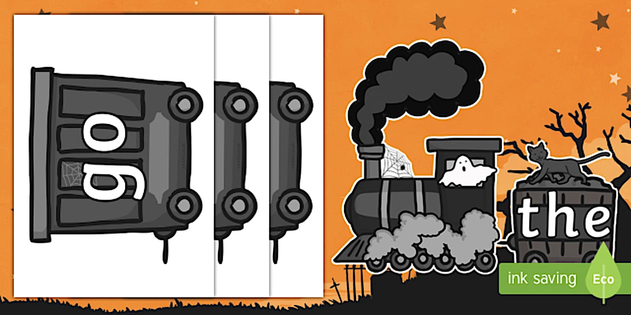 Halloween Ghost Train Phase 2 Tricky Words Display Cut-Outs