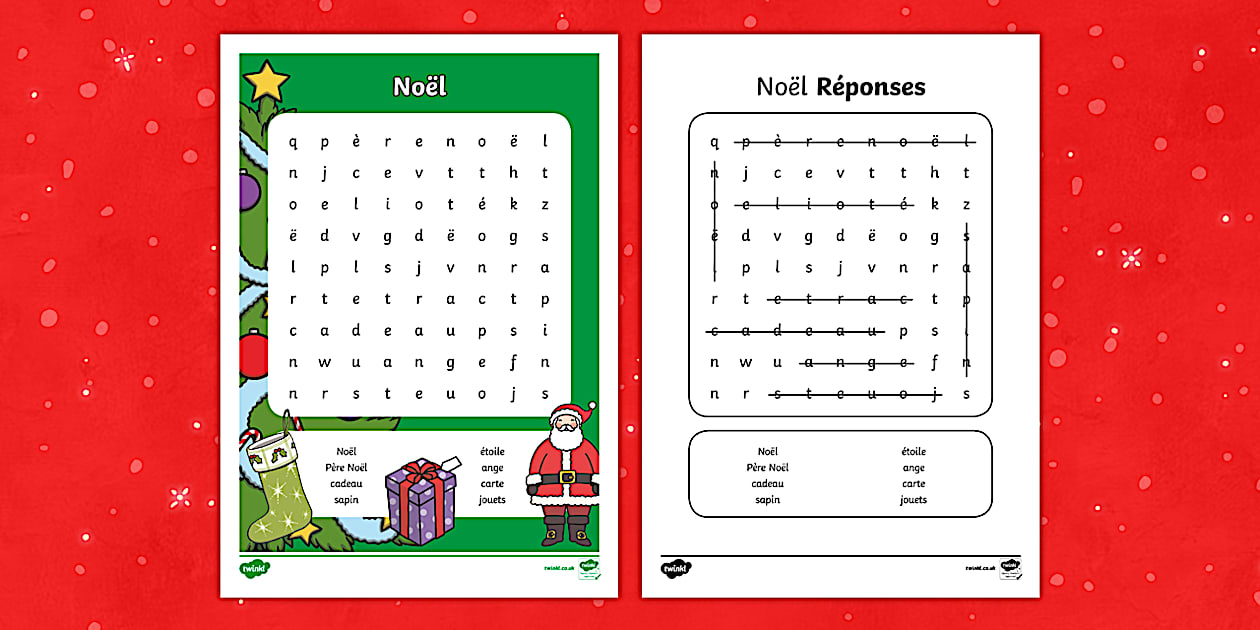Noël Mots mêlés (teacher made) - Twinkl