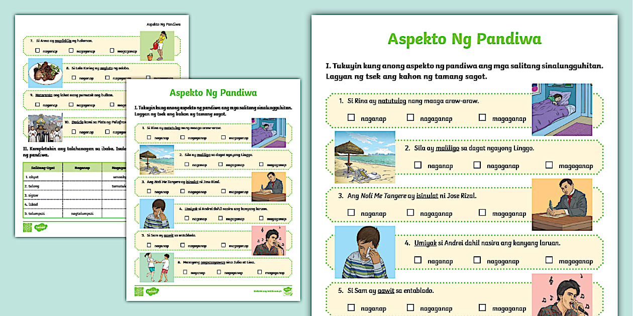 Aspekto Ng Pandiwa: Worksheet | Grades 4 - 6 | Twinkl PH