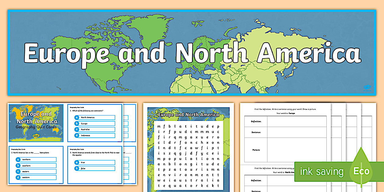 Europe and North America Activity Pack (teacher made)
