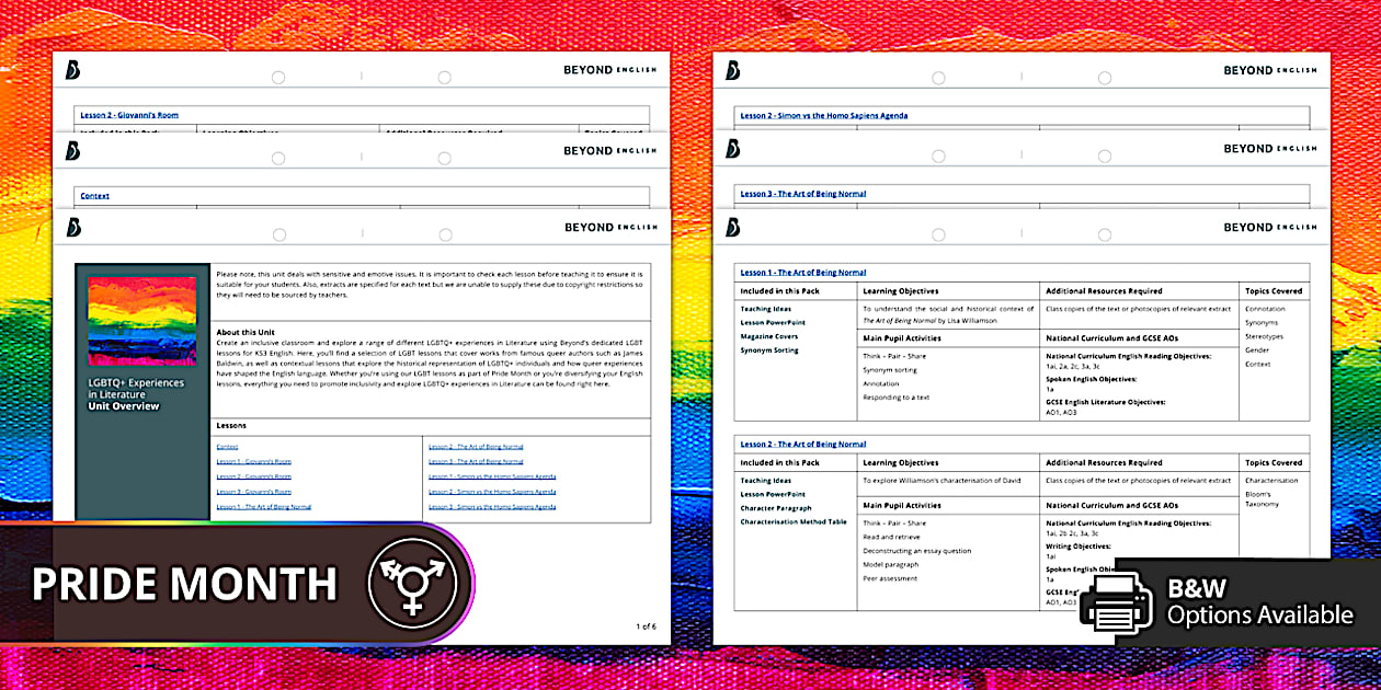 FREE! - LGBTQ+ Experiences in Literature Unit Overview