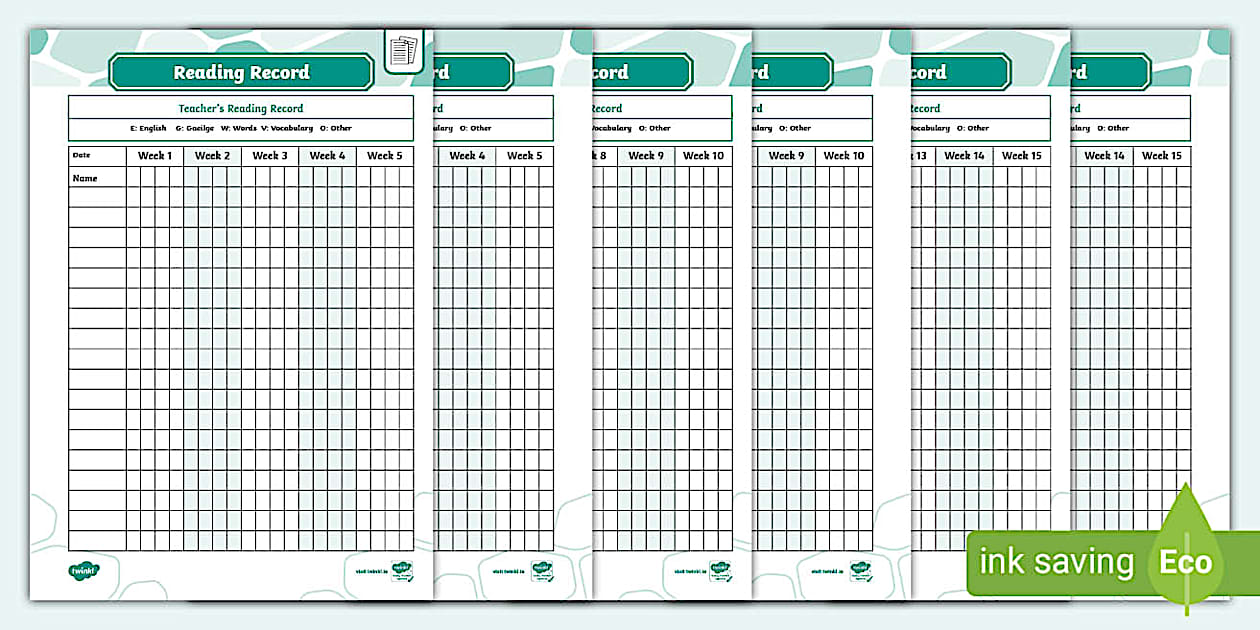 Teacher Planner: Record Keeping (Reading)