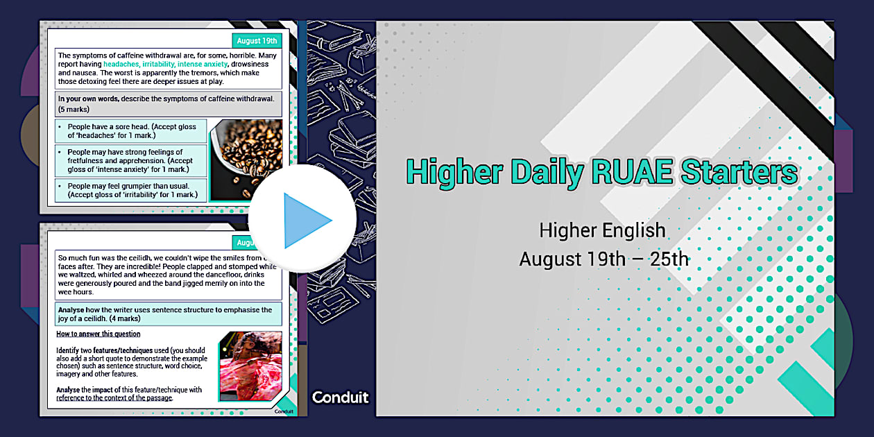 Higher Daily RUAE Starters Aug 19th - 25th (teacher made)