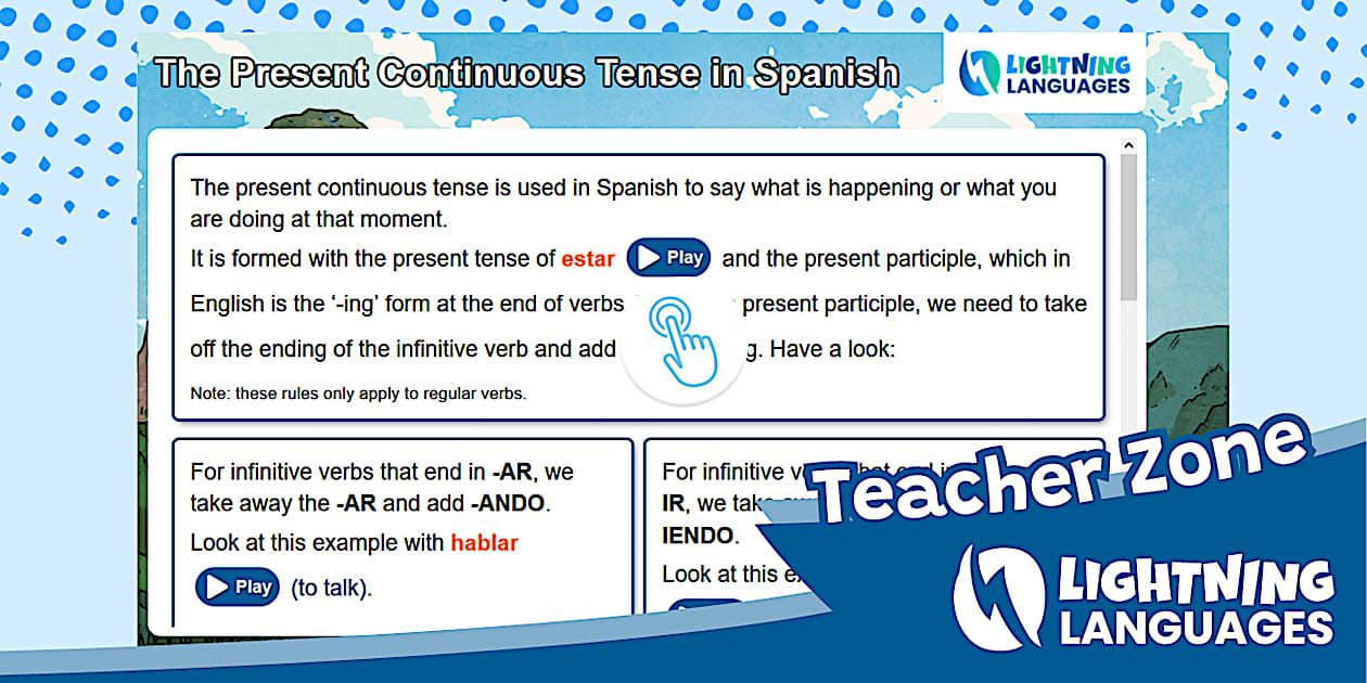 👉 Spanish Go Guide The Present Continuous Tense - Twinkl
