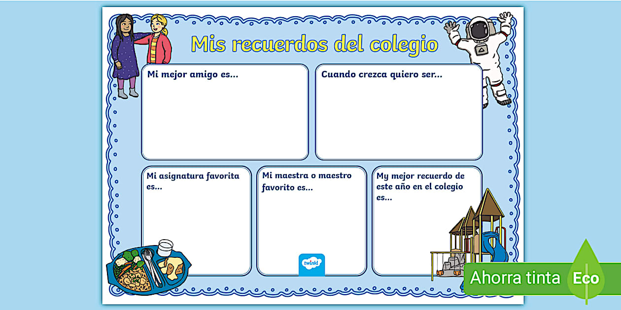 Hoja de actividad: Mis recuerdos del colegio (teacher made)