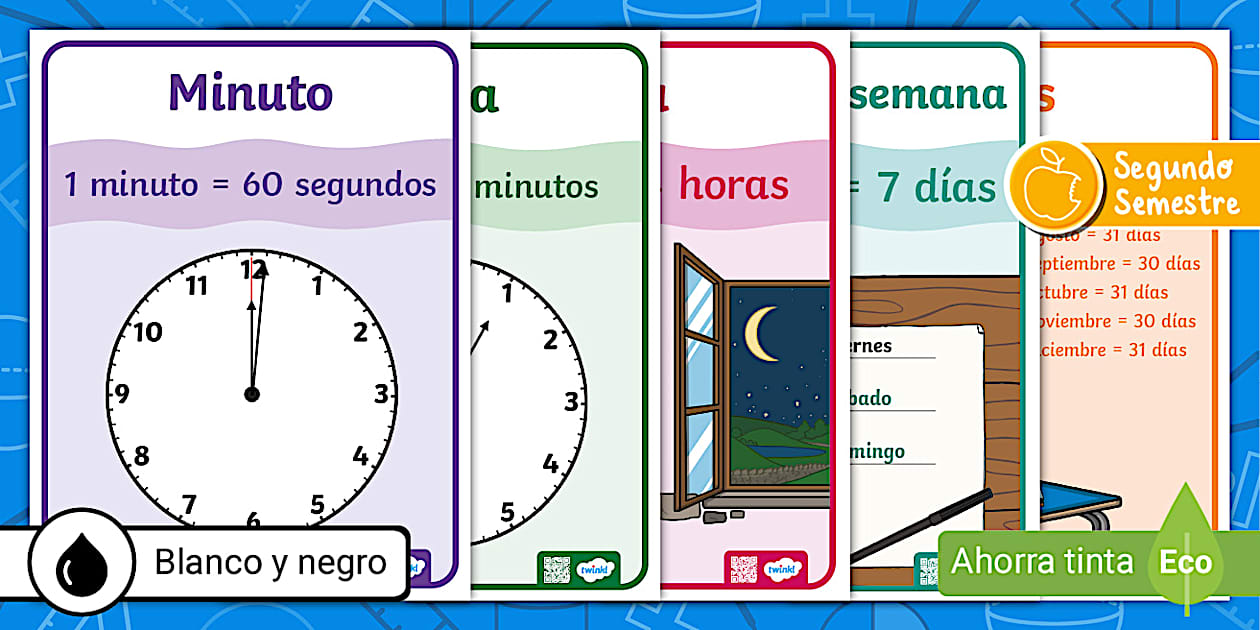 Poster: Unidades de Tiempo (Teacher-Made) - Twinkl