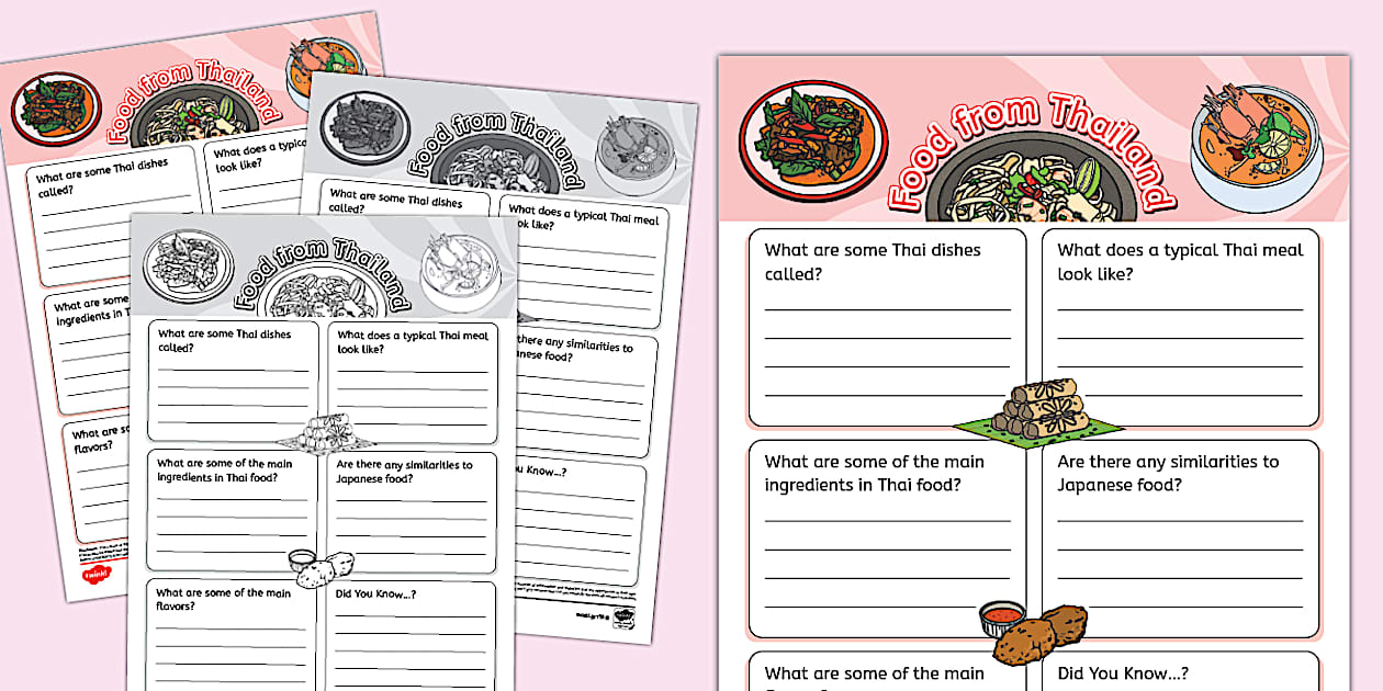 Food from Thailand Fact File - Twinkl Writing Frames