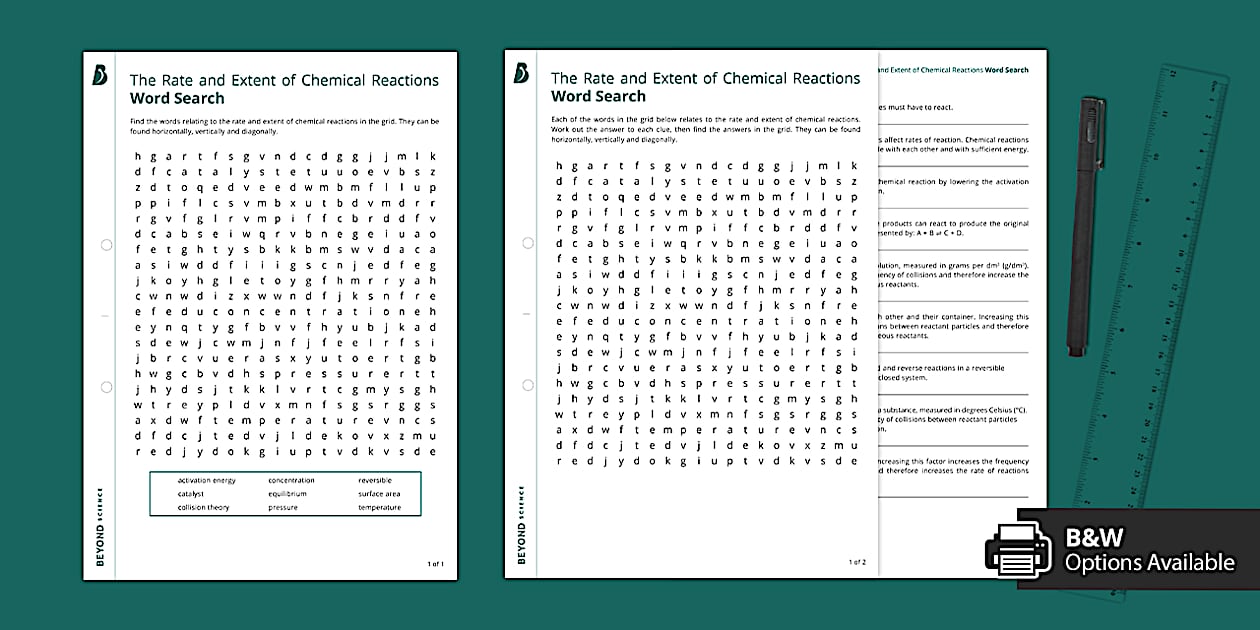 The Rate and Extent Of Chemical Reactions Word Search