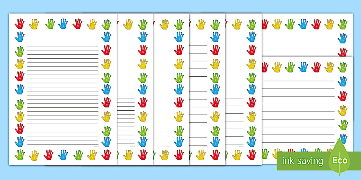 Editable Multicolour Handprint Page Borders - Twinkl