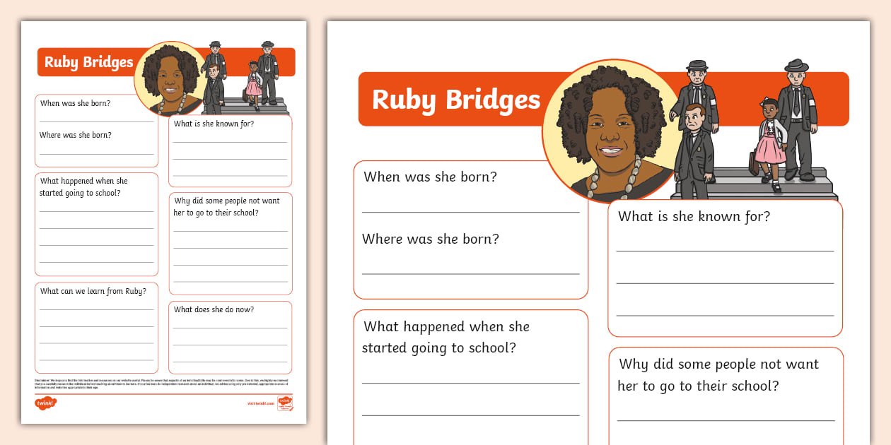 Ruby Bridges Fact File Template (teacher made) - Twinkl