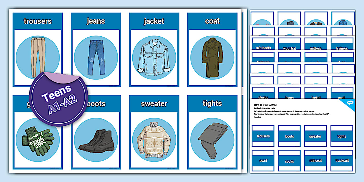 Twinkl ESL Winter Clothes Cards (teacher made) - Twinkl