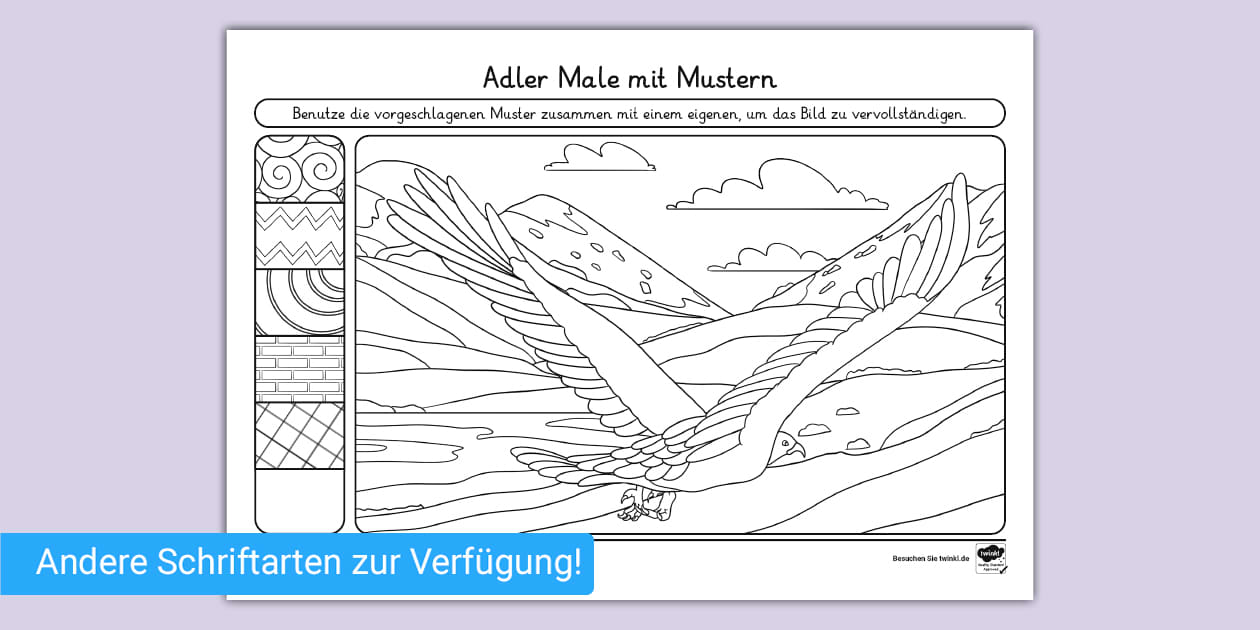 Adler - Male mit Mustern Arbeitsblatt - Twinkl Colouring
