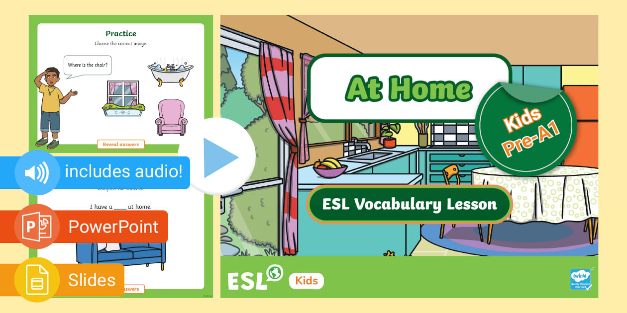 ESL At Home Vocabulary Lesson [Kids, Pre-A1] (teacher made)