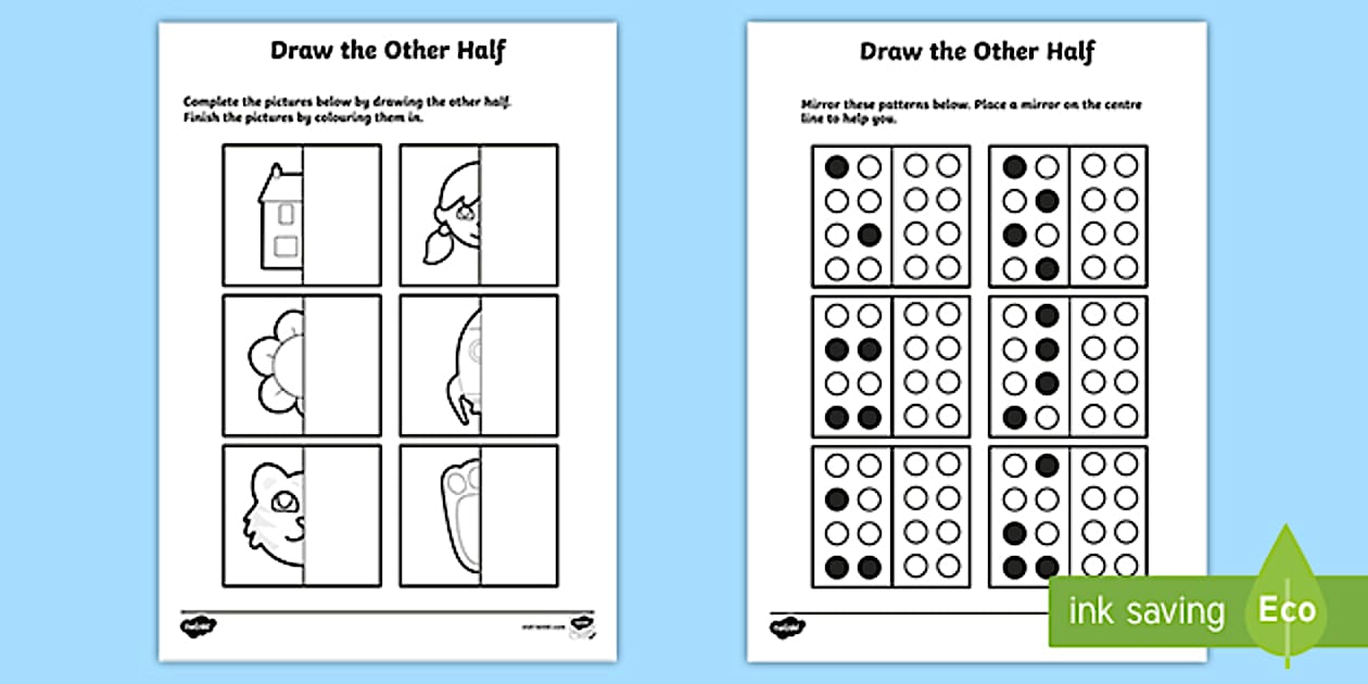 Editable Draw The Other Half Symmetry Worksheet | Symmetry Resources