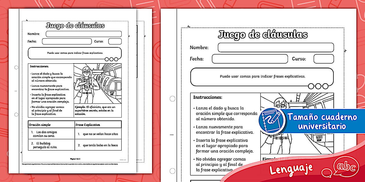 Guía de Trabajo | Juego de Cláusulas | Lenguaje - Twinkl