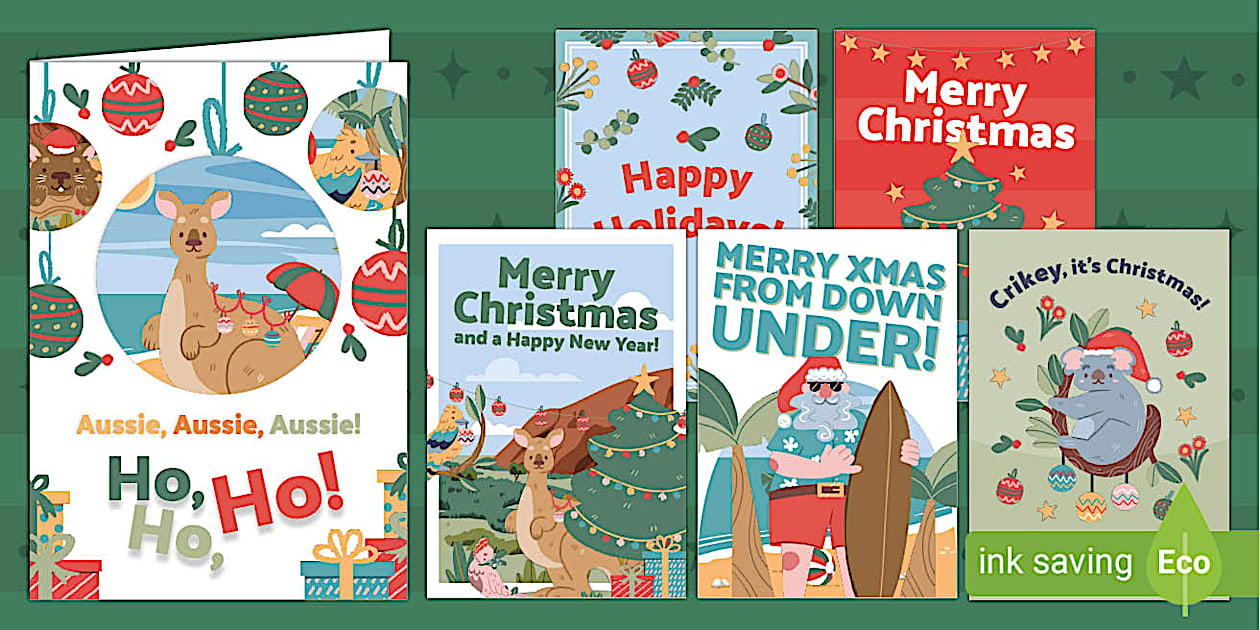 Aussie Christmas Cards (teacher made) - Twinkl