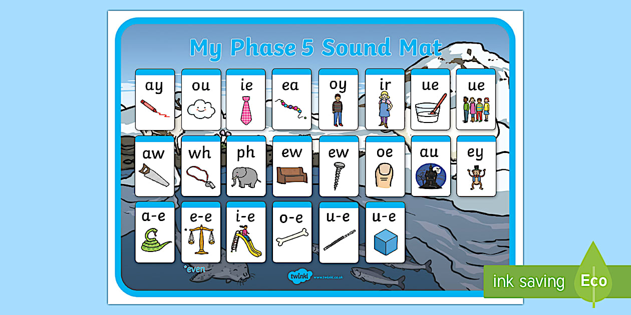 Cursive Arctic Themed Phase 5 Sound Mat - Twinkl