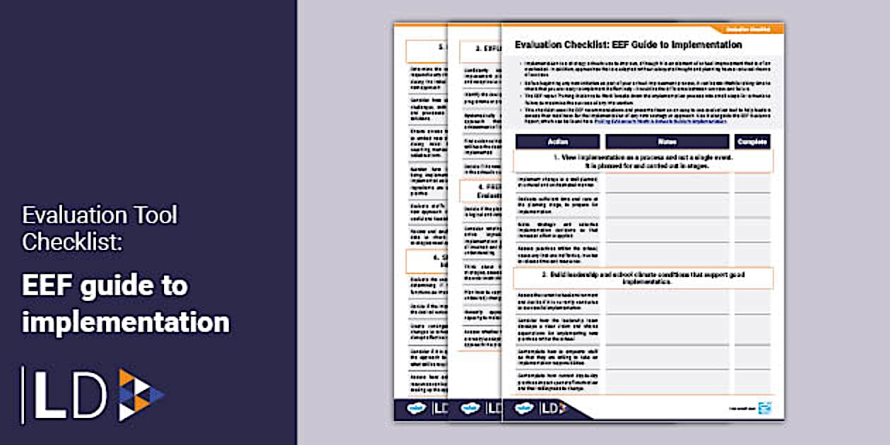 Evaluation Tool Checklist: EEF Guide to Implementation
