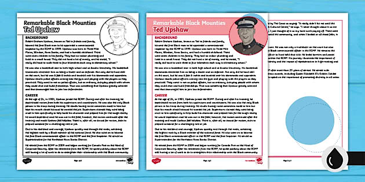Remarkable Black Mounties - Ted Upshaw Fact File - Twinkl