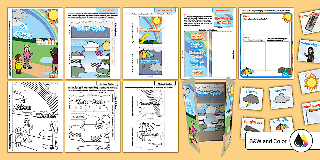 Kindergarten All About Weather Tri-Fold File Folder Activity