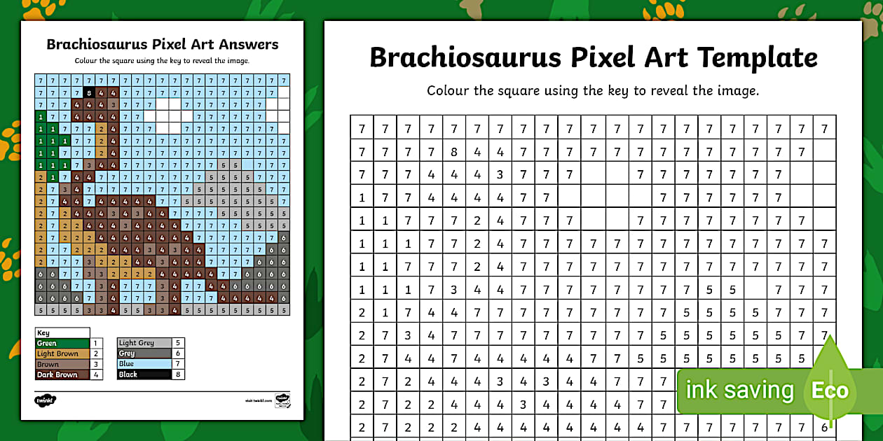 Brachiosaurus Pixel Art Template | Brachiosaurus | Pixel Art