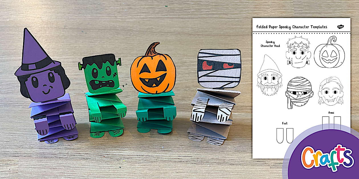 Folded Paper Spooky Characters | Halloween Crafts - Twinkl