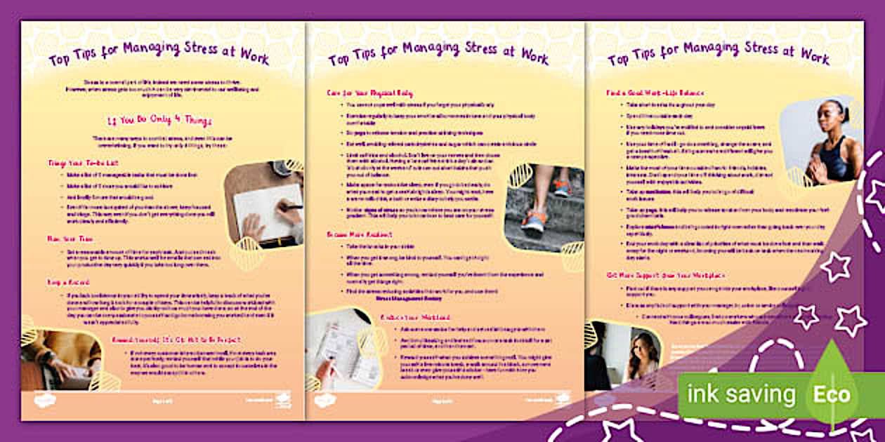 Top Tips for Managing Stress at Work (teacher made) - Twinkl