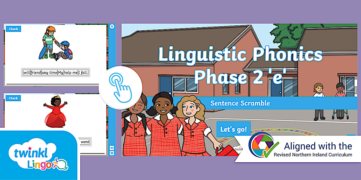 Linguistic Phonics Phase 2 'e' Sentence Scramble Activity