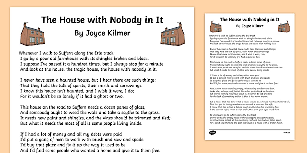 Black and White The House with Nobody in It Poem Print-Out