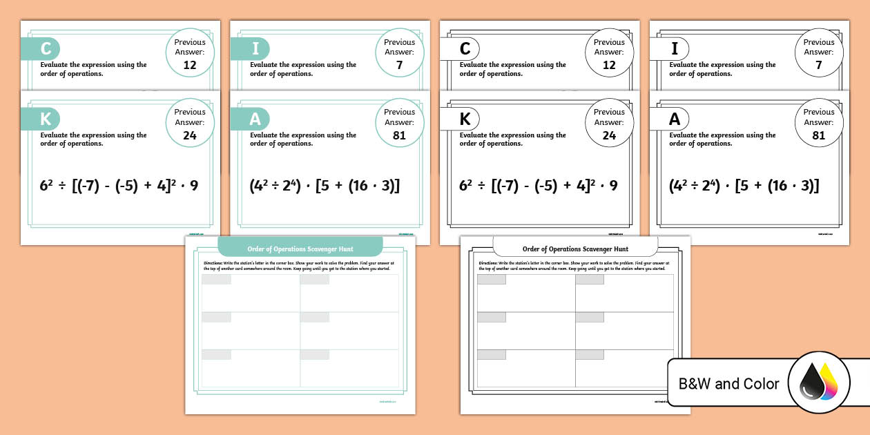 Order of Operations Scavenger Hunt | Twinkl USA - Twinkl