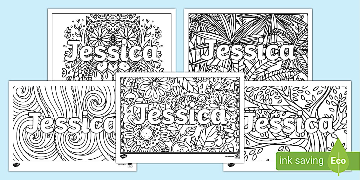 Jessica Mindfulness Name Colouring Activity Sheets | Twinkl