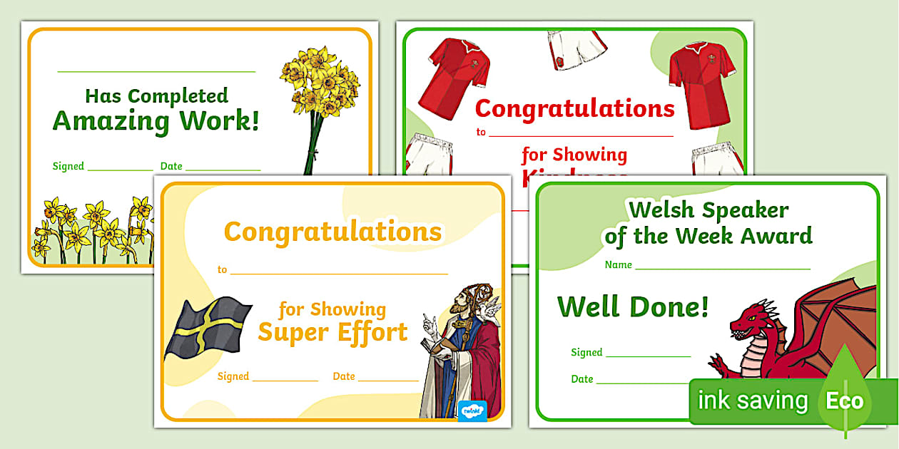 St David's Day Themed Certificates (teacher made) - Twinkl