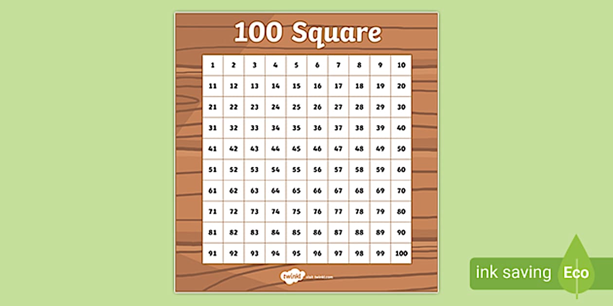Wood Themed 100 Number Square (teacher made) - Twinkl