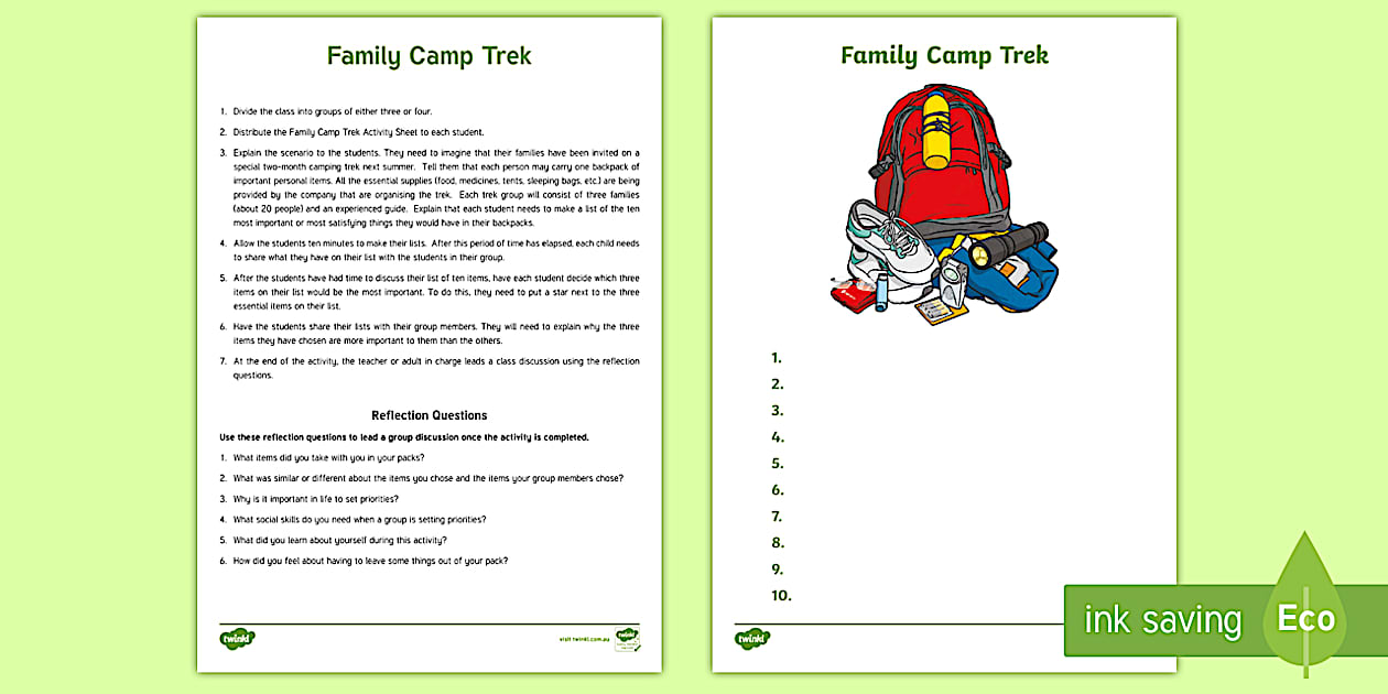 Family Camp Trek Activity (teacher made) - Twinkl