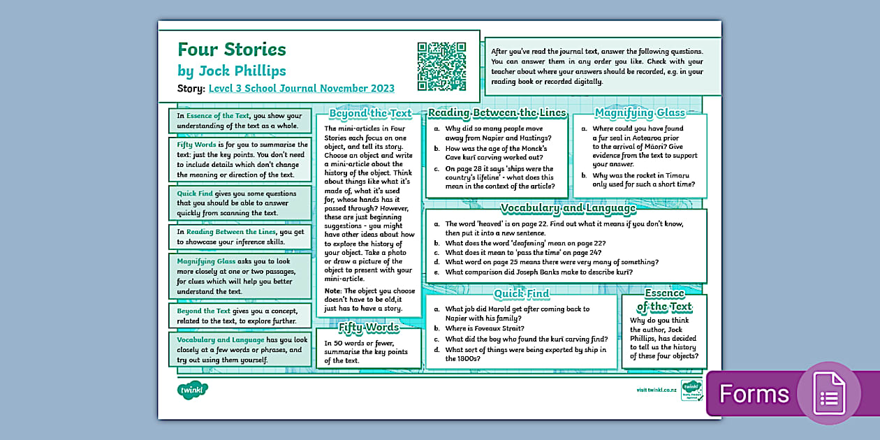 Level 3 November 2023 School Journal: Four Stories - Twinkl