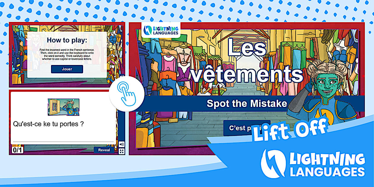 👉 Lightning Languages | French | Clothes Spot the Mistake Game